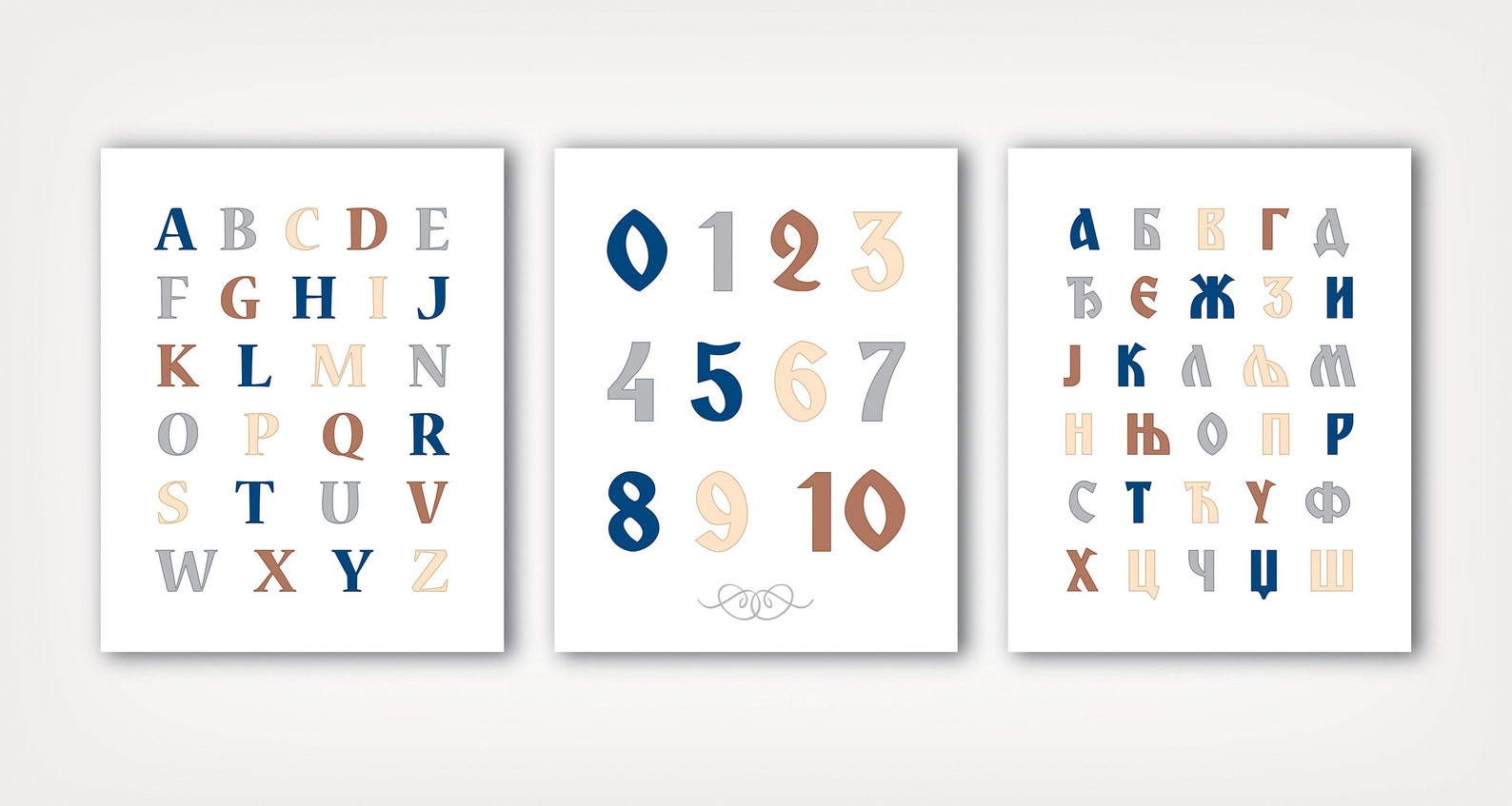 Cyrillic Alphabet Printable Serbian and English Alphabet Set Azbuka ...