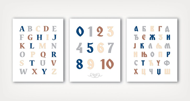 Cyrillic Alphabet Printable Serbian and English Alphabet Set Azbuka ...