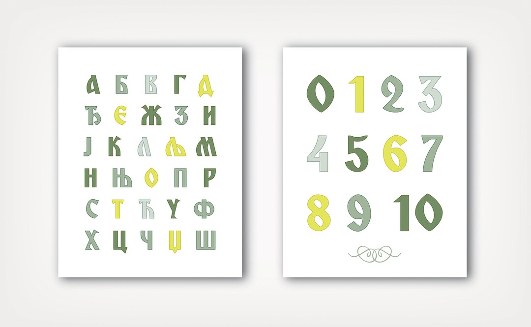 Serbian Alphabet Printable Serbian Azbuka Poster Set Kids Cyrillic Poster Serbia Playroom Wall ...