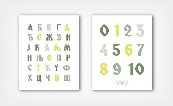 Serbian Alphabet Printable Cyrillic Alphabet Numbers Poster | Etsy