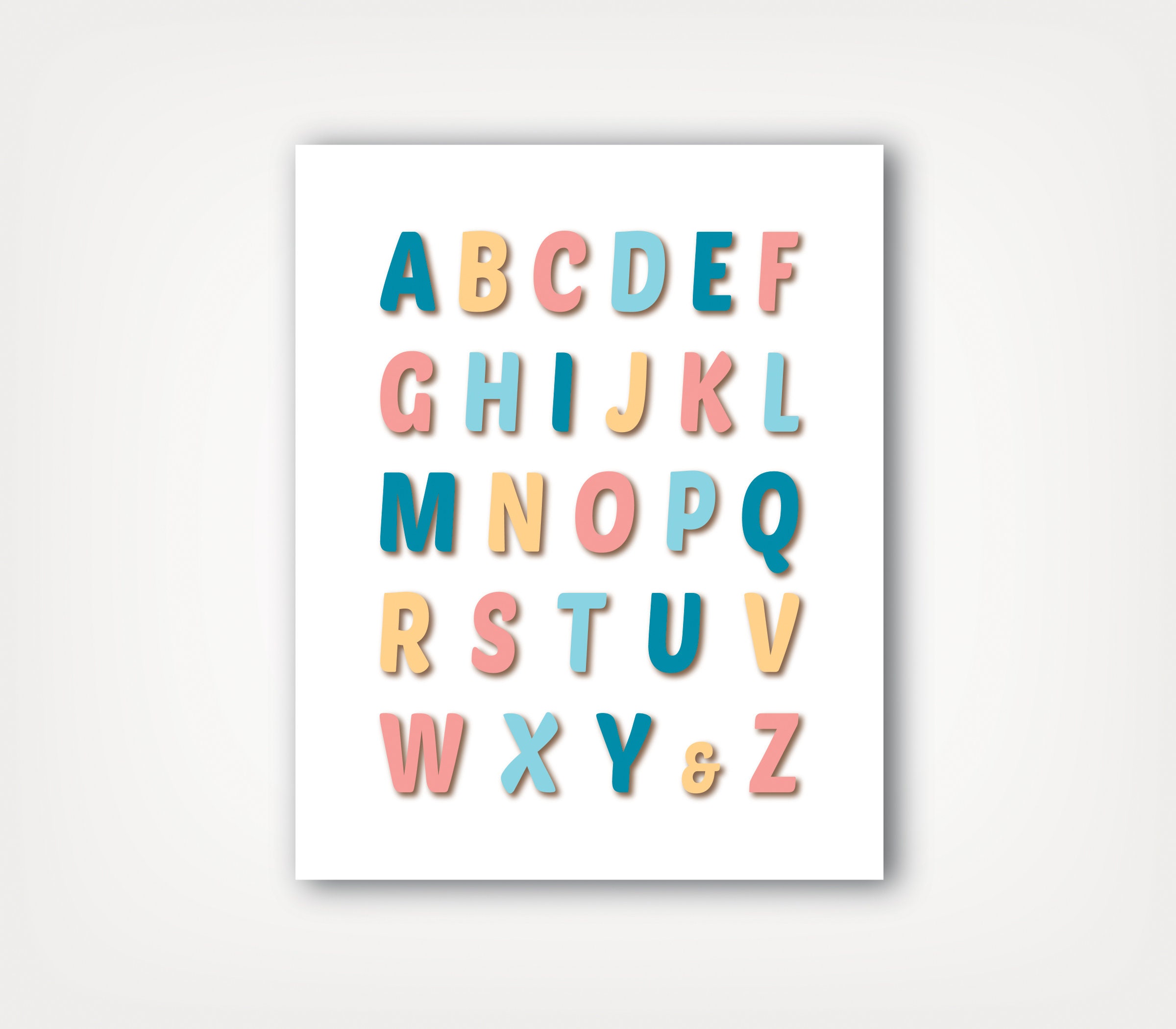 Cartel imprimible del alfabeto pastel, ABC Print, Decoración del aula ...