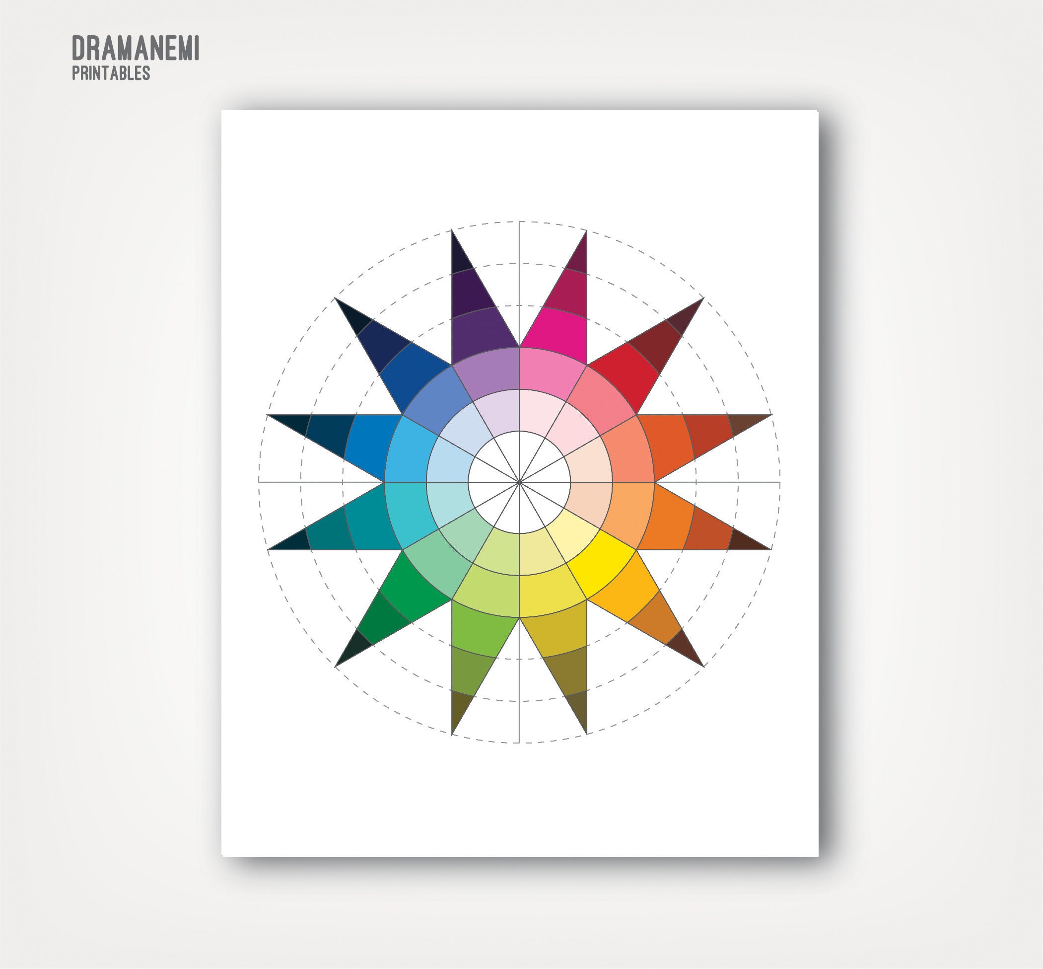 Geometric Poster | Color Wheel | Bauhaus Print | Colourful Printable ...
