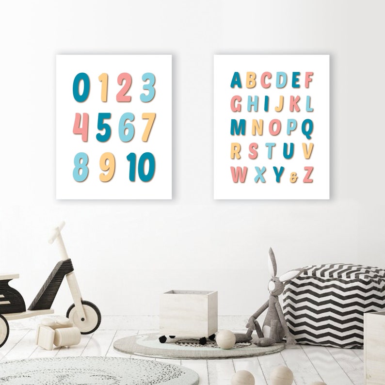 Cartel imprimible del alfabeto pastel ABC Print Decoración - Etsy México