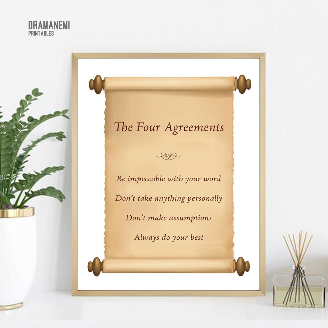 The Four Agreements Poster | Toltec Agreements Digital Download ...