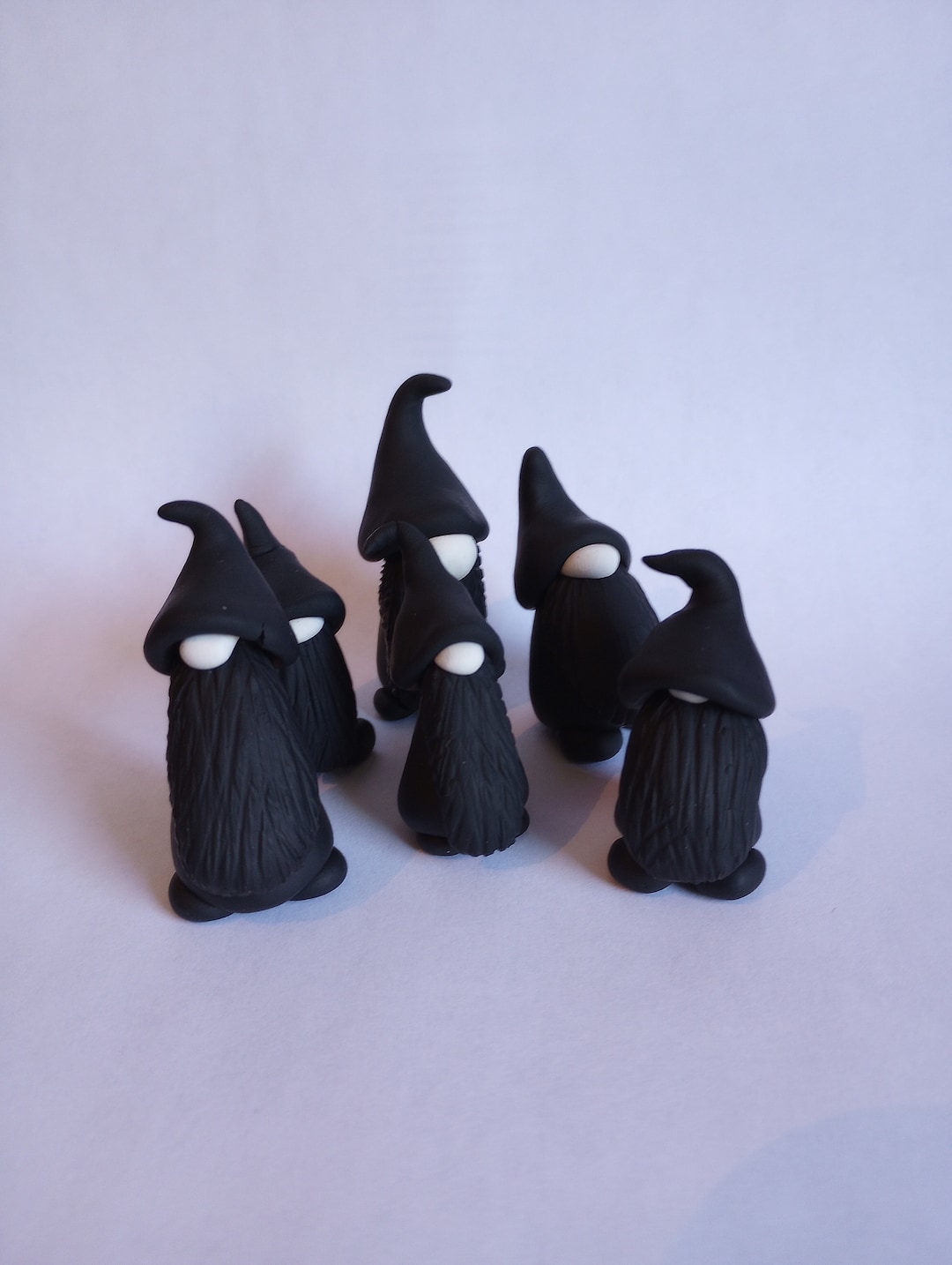 Miniature 'gothic Gnomes' Handmade With Polymer Clay, Black and White ...