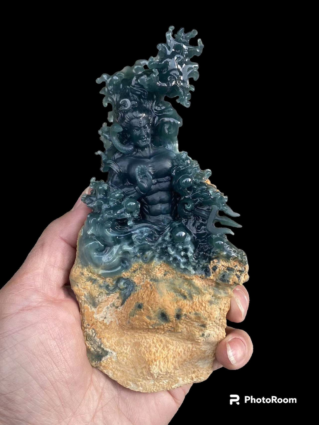 Lord Shiva Style Statue Mayan Jadeite Jade // Natural Grade A// Master Carving Work天然翡翠原石a货/天然 ...