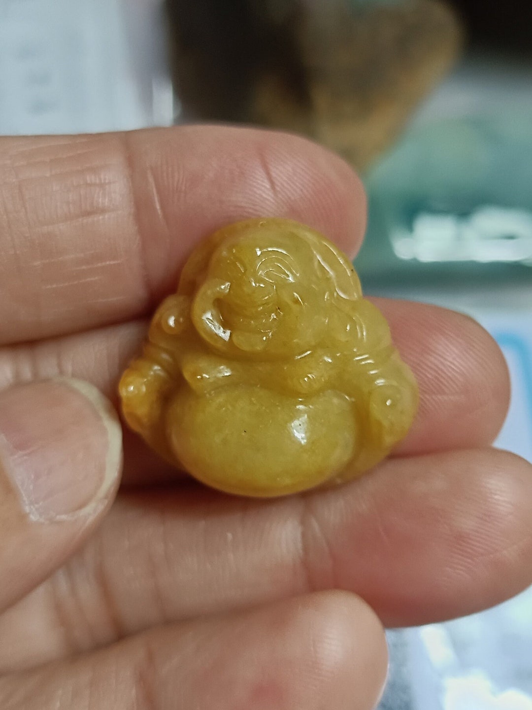 50 Carat Jadeite Jade Type A Yellow Buddha Natural Myanmar Pendant ...