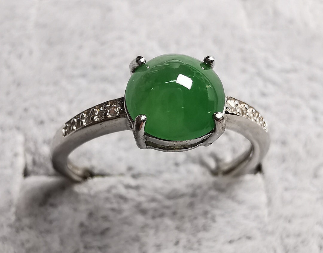 ICE Icy Jadeite Natural Jadeite Jade Grade A Vivid Green S925 Silver ...