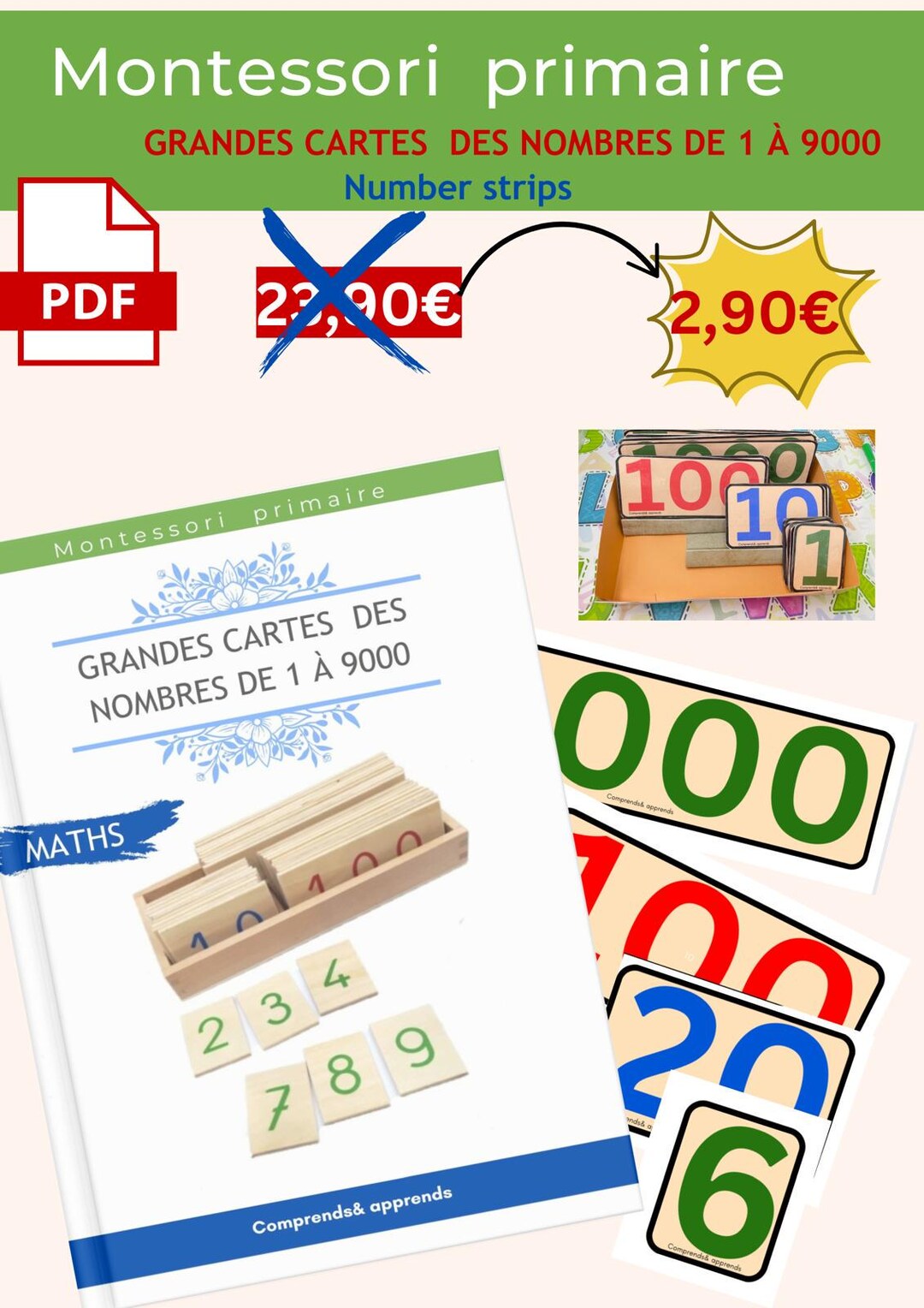 Montessori Number Cards to Print – From 0 to 9000 | DIY Educational ...