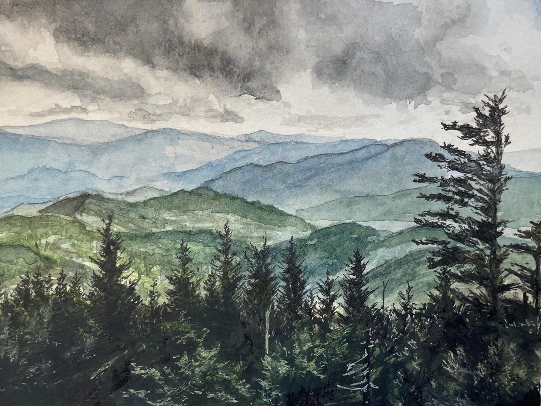 Storm in Appalachia : Watercolor, Painting, Fine Art Print, Sunset ...