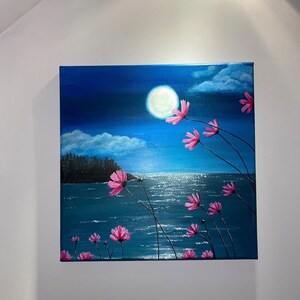 Moonlight Ocean Acrylic Painting - Etsy