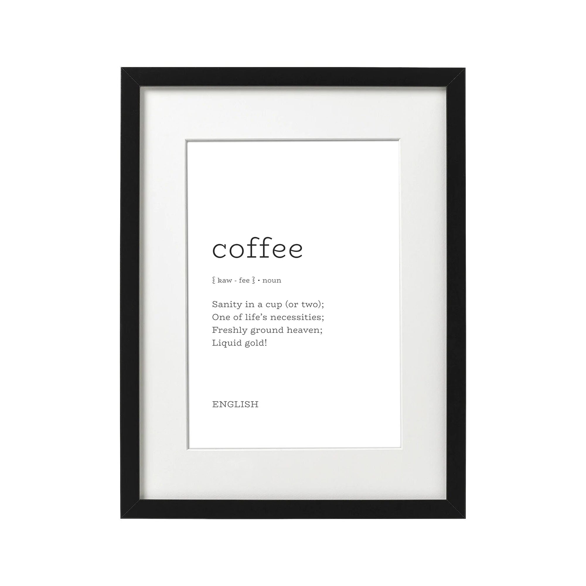 Kaffee Definition Print - Englisch - Minimal Wand Kunst - Digitaler ...