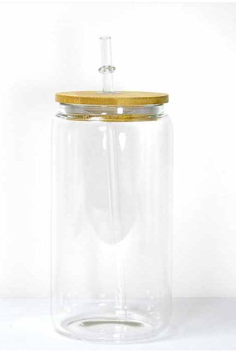 16oz Sublimation Glass Soda Cup • Bamboo Lid & Acrylic Straw - Etsy