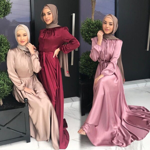 Islamic Satin Dress - Etsy