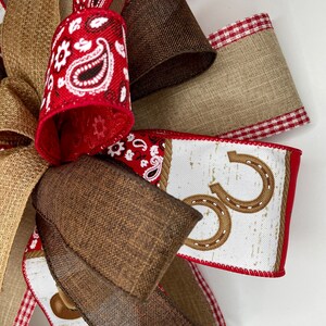 Western Bow in Neutral & Red Colors With Bandana Pattern, Rodeo Decor ...