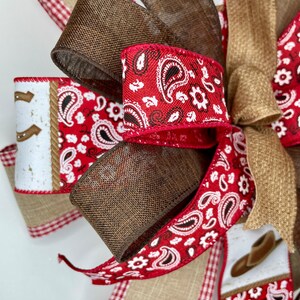 Western Bow in Neutral & Red Colors With Bandana Pattern, Rodeo Decor ...