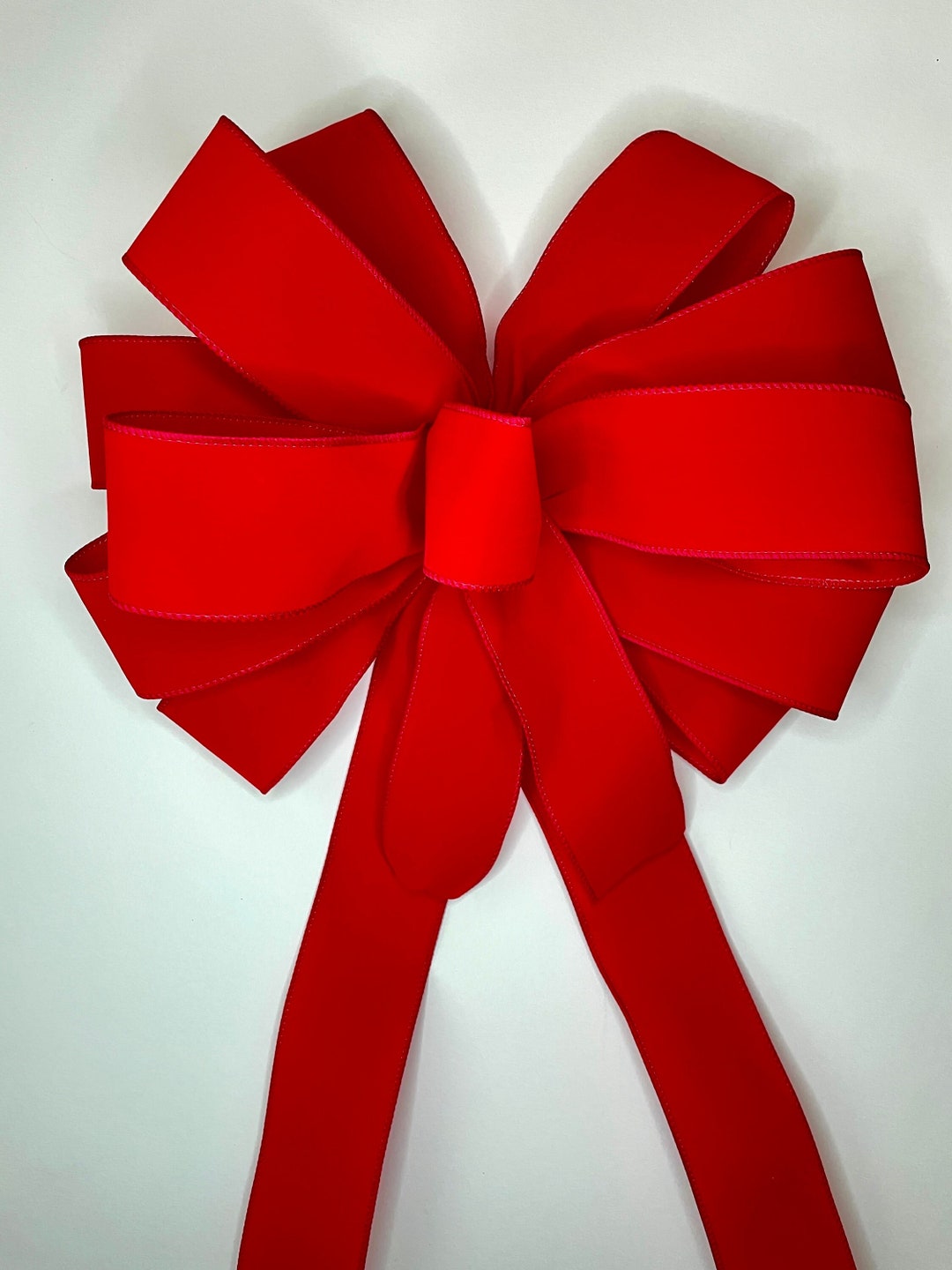 Red Velvet Christmas Bow for Wreath or Garland, Red Tree Topper Bow ...