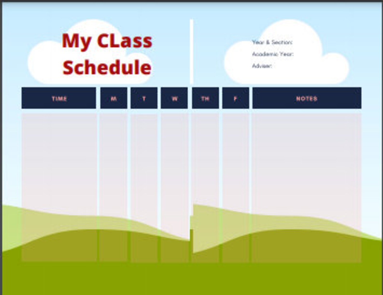 Class Schedule, Organizer, Schedule, Time Keeper - Etsy