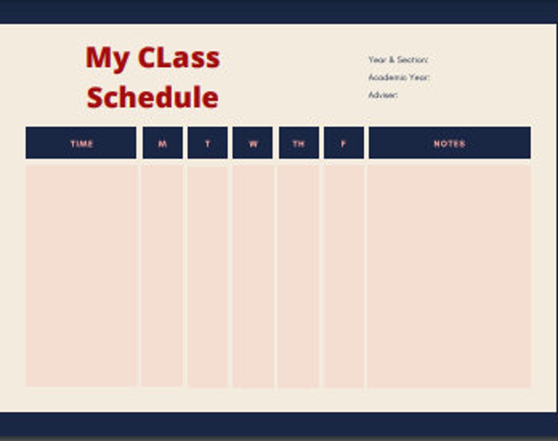 Class Schedule, Organizer, Schedule, Time Keeper - Etsy
