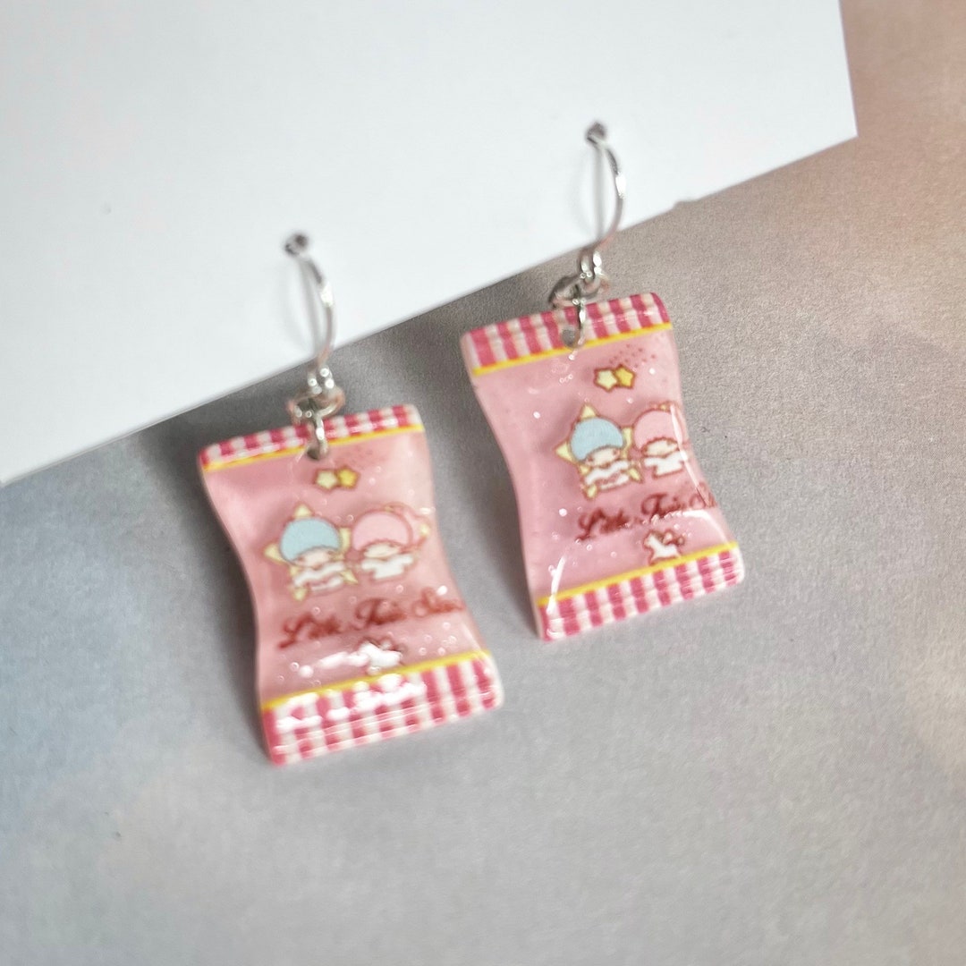 Cute Little Twins Snack Earrings for Sensitive Ears, Kawaii Snack ...