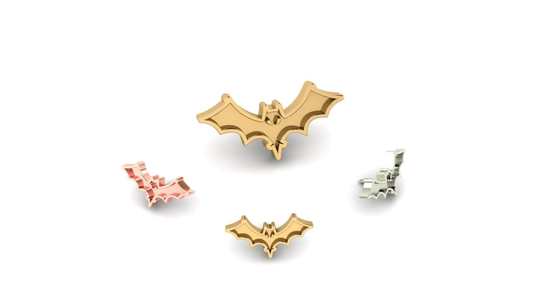 14K Solid Yellow, Rose, White Gold Bat Piercing, Body Jewelry, 25g ...