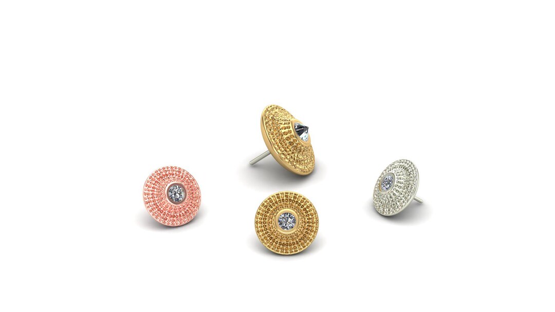 14K Solid Yellow, Rose, White Gold Sunburst With Diamond Piercing, Body ...