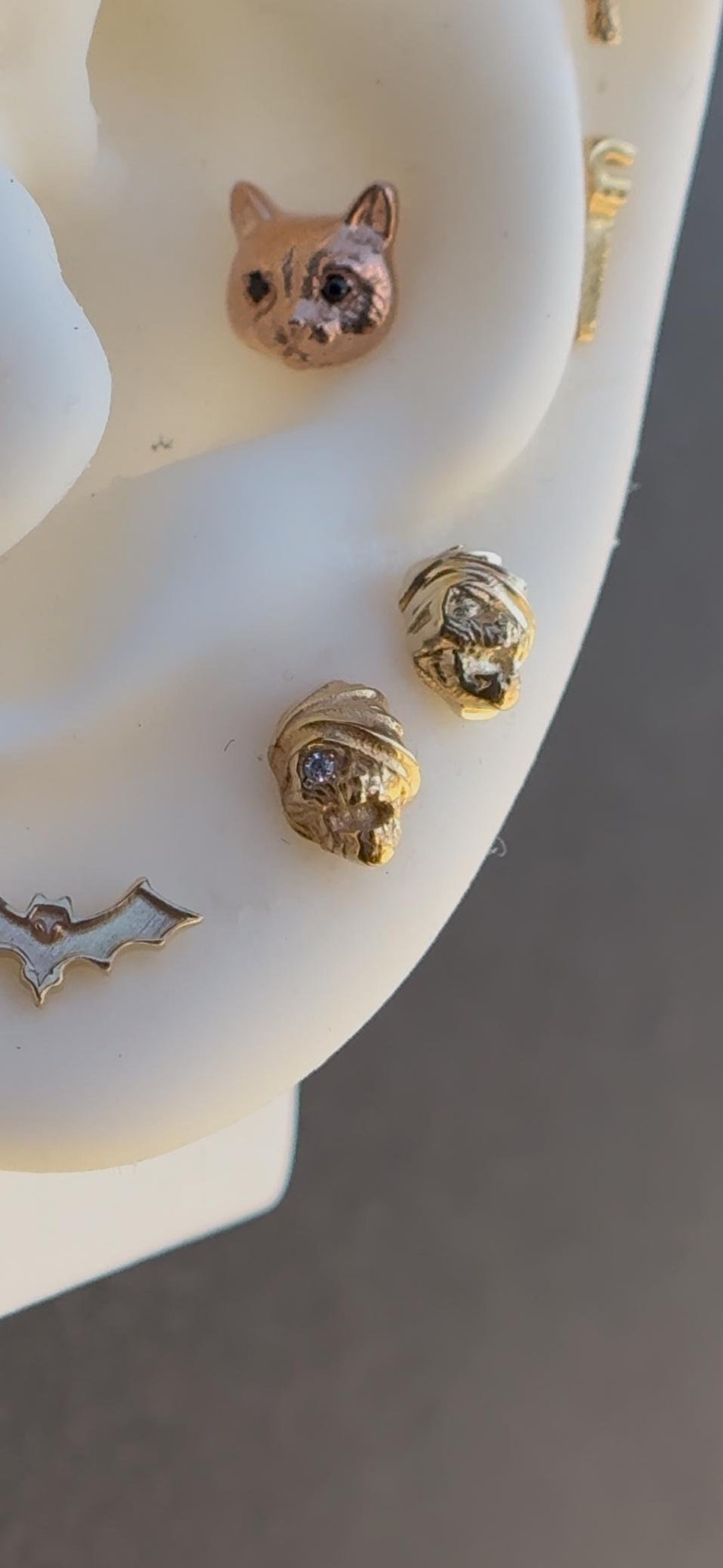14K Solid Yellow, Rose, White Gold Mummy Piercing With Diamond, Body ...