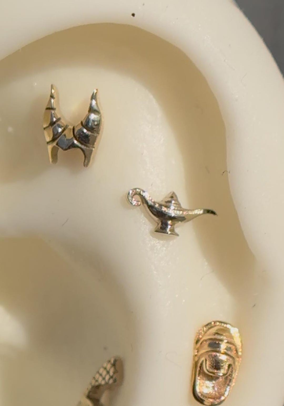 14K Solid Yellow, Rose, White Gold Magic Lamp Piercing, Body Jewelry ...