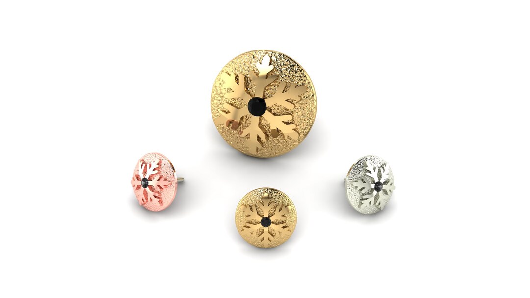14K Solid Yellow Rose White Gold Snowflake Piercing Body - Etsy
