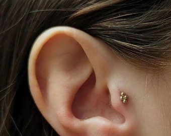 14K Solid Yellow, Rose, White Gold Skull Piercing, Body Jewelry, 25g ...