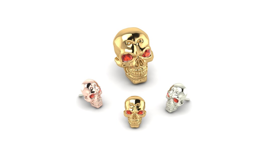 14K Solid Yellow, Rose, White Gold the Cranium Piercing, Body Jewelry ...