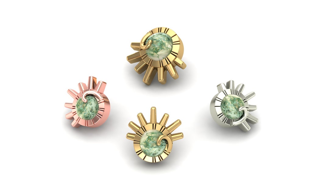 14K Solid Yellow, Rose, White Gold Sunshine Piercing, Body Jewelry, 25g ...