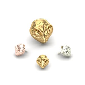14K Solid Yellow, Rose, White Gold Alien Small or Big Piercing, Body ...