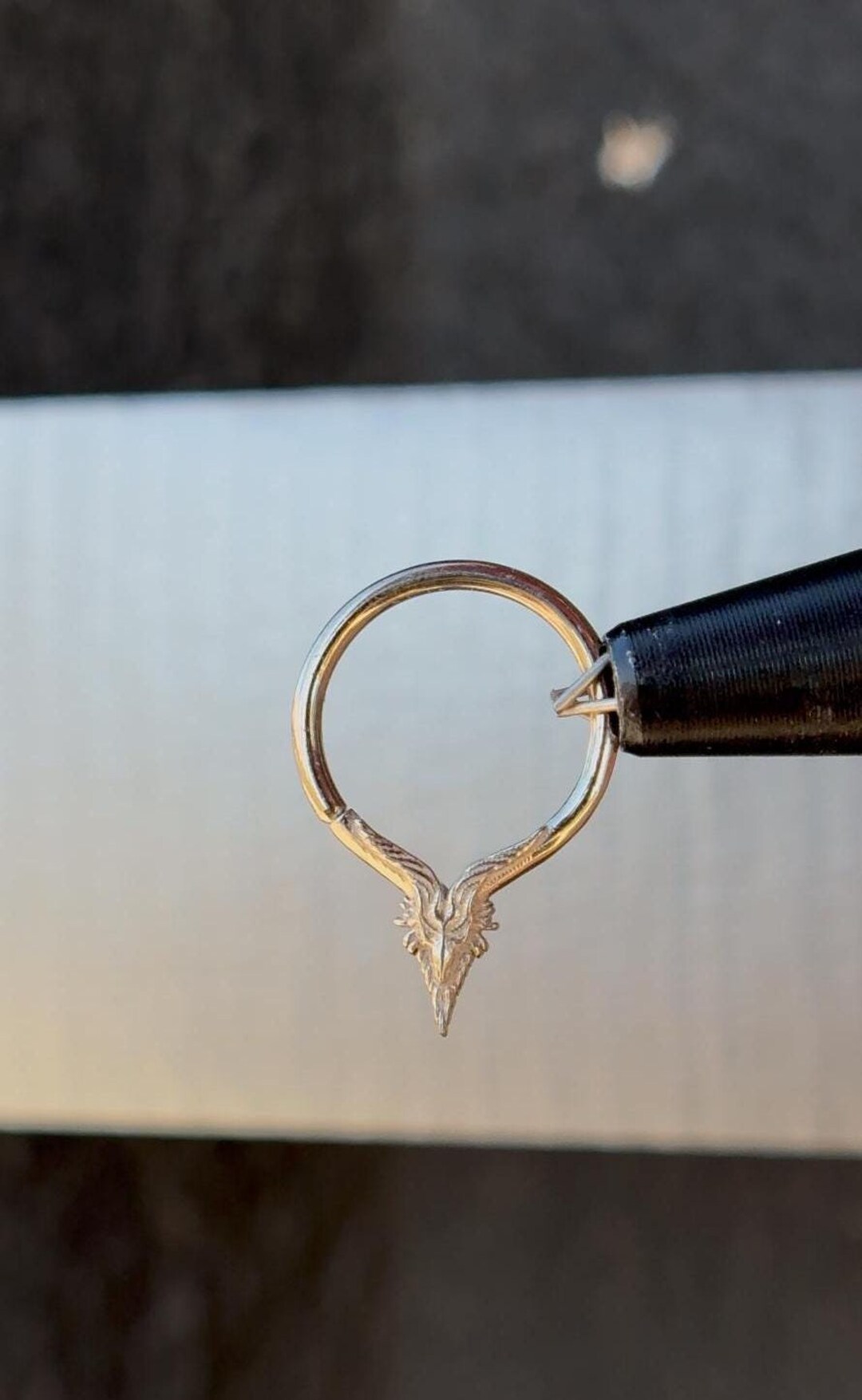 14K Solid Yellow, Rose, White Gold Demon Ring, Body Jewelry, Seamless ...