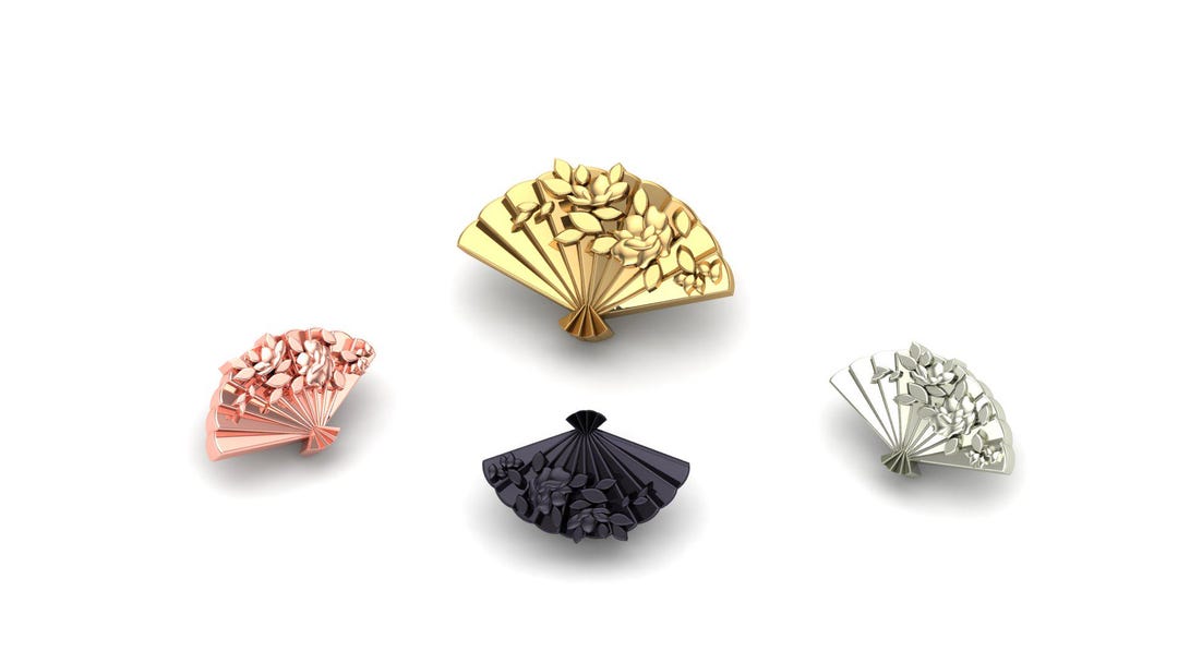 14K Solid Yellow, Rose, White Gold Chinese Fan Piercing, Body Jewelry ...