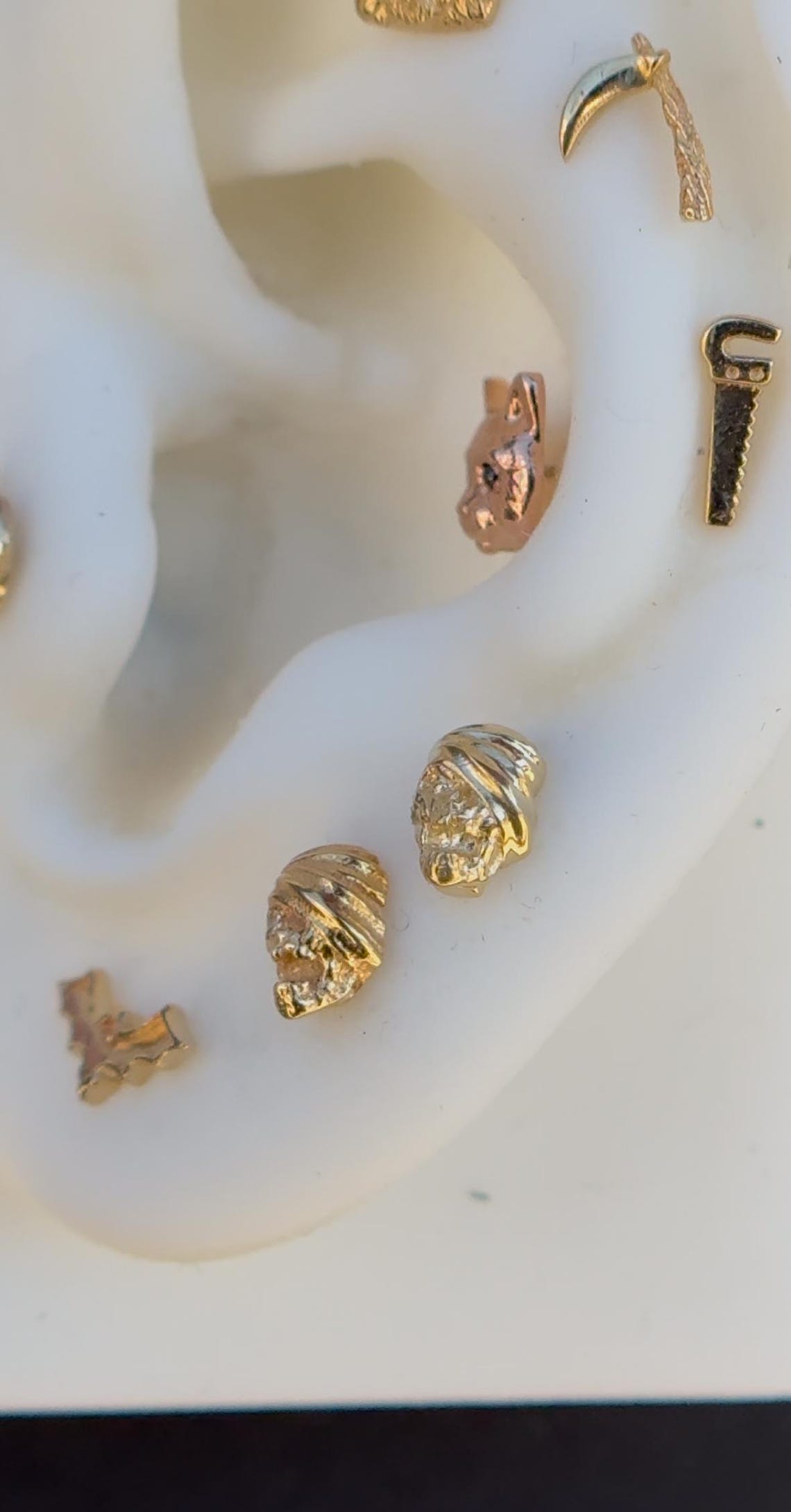 14K Solid Yellow, Rose, White Gold Mummy Piercing With CZ, Body Jewelry ...