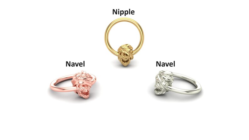 14K Solid Yellow, Rose, White Gold Mummy Ring, Body Jewelry, Seamless ...