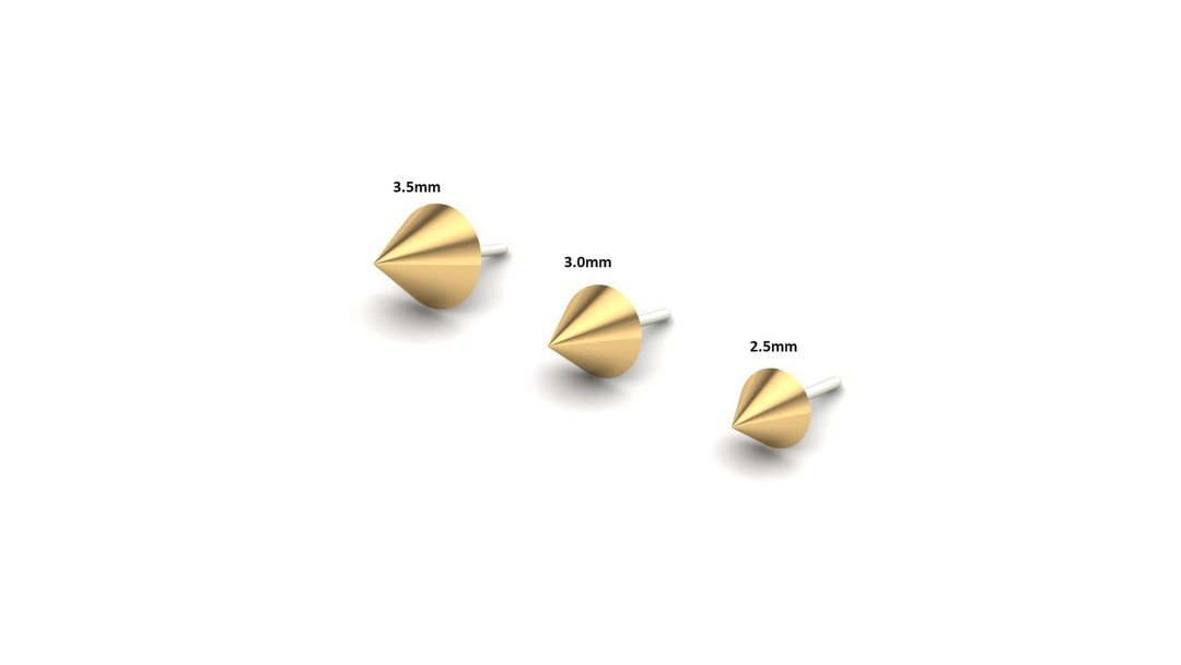 14K Solid Yellow, Rose, White Gold Spike Piercing, Body Jewelry, 25g ...