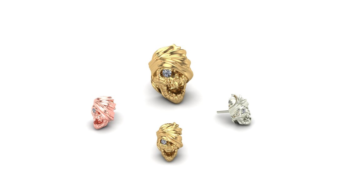 14K Solid Yellow, Rose, White Gold Mummy Piercing With Diamond, Body ...