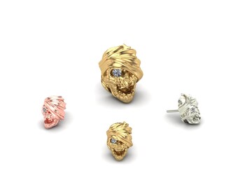 14K Solid Yellow, Rose, White Gold Pumpkin Piercing, Body Jewelry, 25g ...