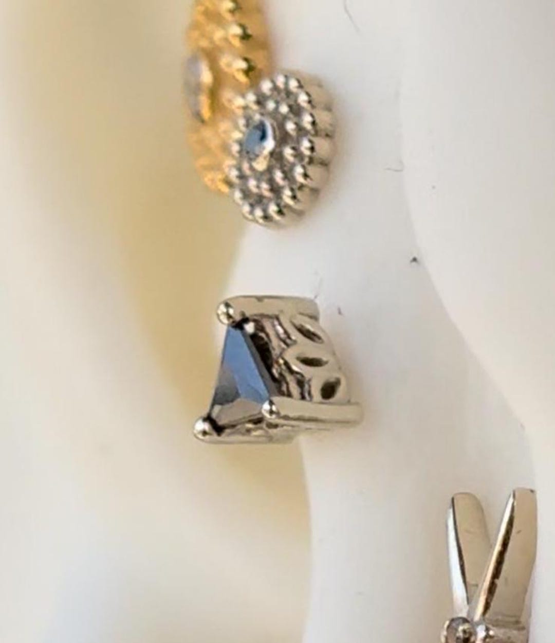 14K Solid Yellow, Rose, White Gold Triangle Prong Big or Small With CZ ...