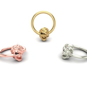 14K Solid Yellow, Rose, White Gold Mummy Ring, Body Jewelry, Seamless ...