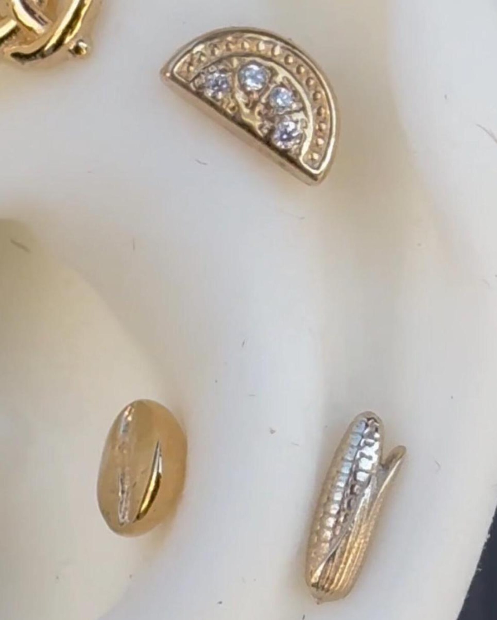 14K Solid Yellow, Rose, White Gold Corn Piercing, Body Jewelry, 25g ...