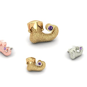 14K Solid Yellow, Rose, White Gold Elf Shoe Piercing, Body Jewelry, 25g ...
