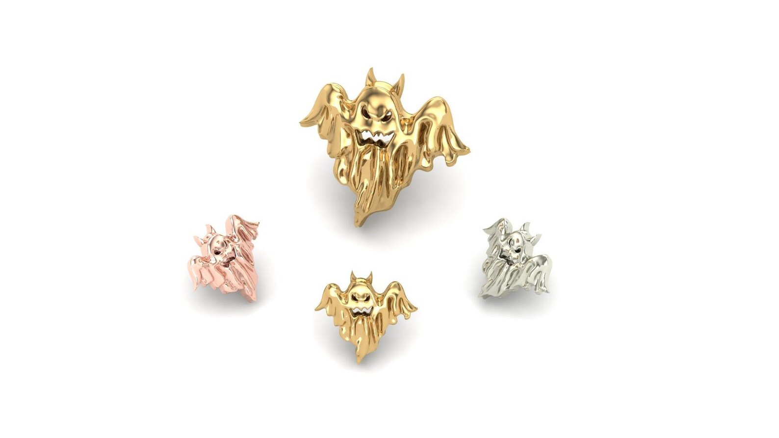 14K Solid Yellow Rose White Gold Ghost Piercing Body - Etsy