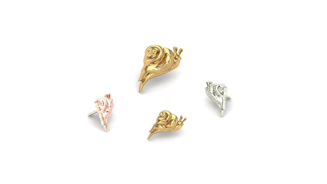 14K Solid Yellow, Rose, White Gold Snail Piercing, Body Jewelry, 25g ...