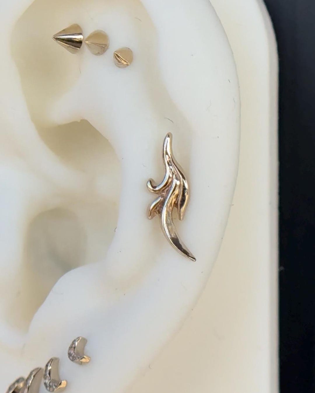 14K Solid Yellow, Rose, White Gold Maya Piercing, Body Jewelry, 25g ...