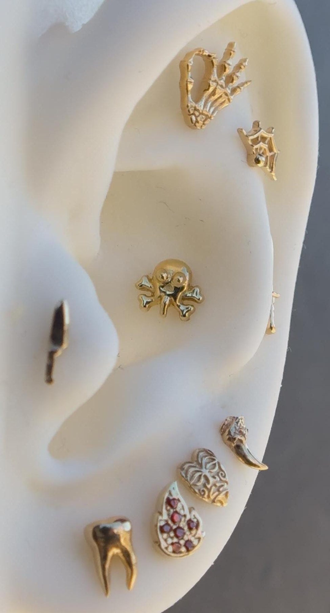 14K Solid Yellow, Rose, White Gold Skull and Crossbones Piercing, Body ...