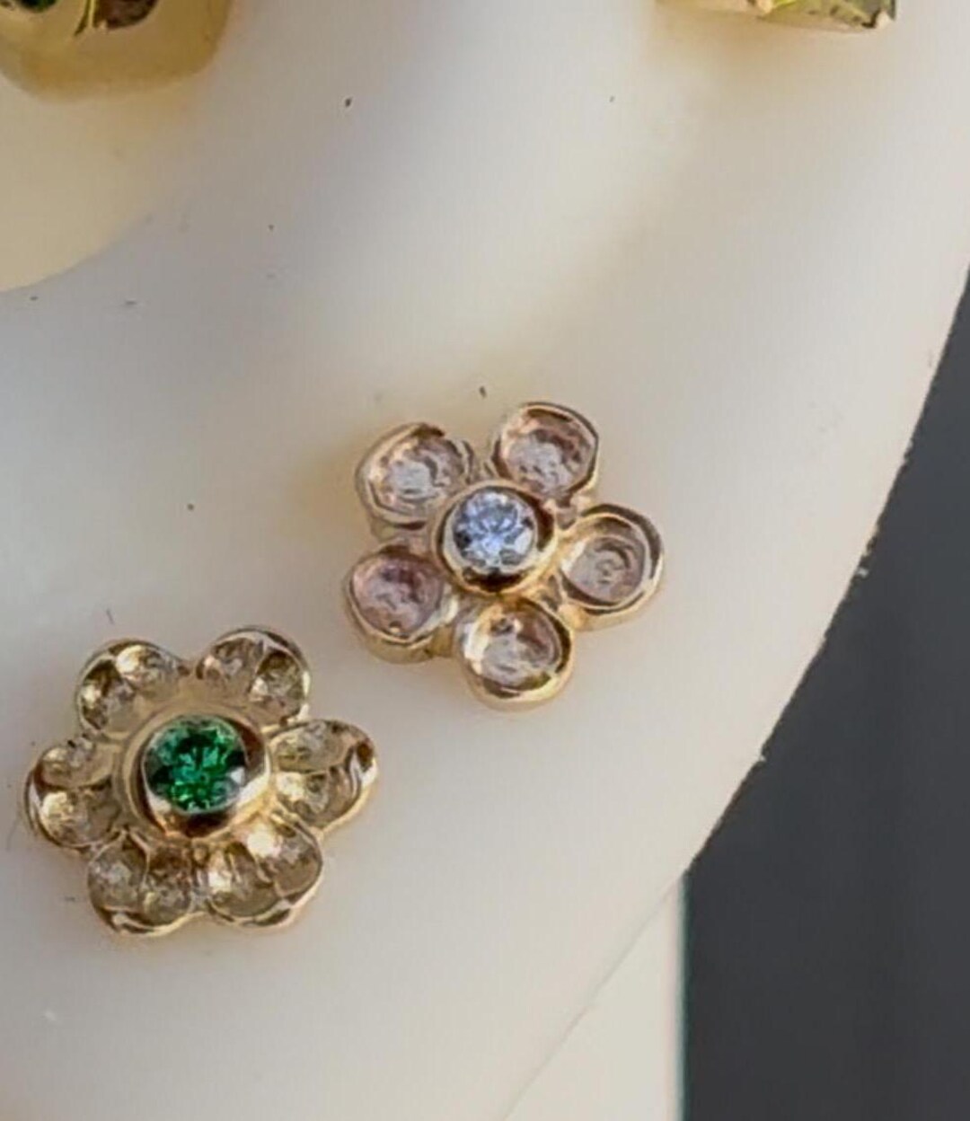 14K Solid Yellow, Rose, White Gold Flower Piercing With CZ, Body ...
