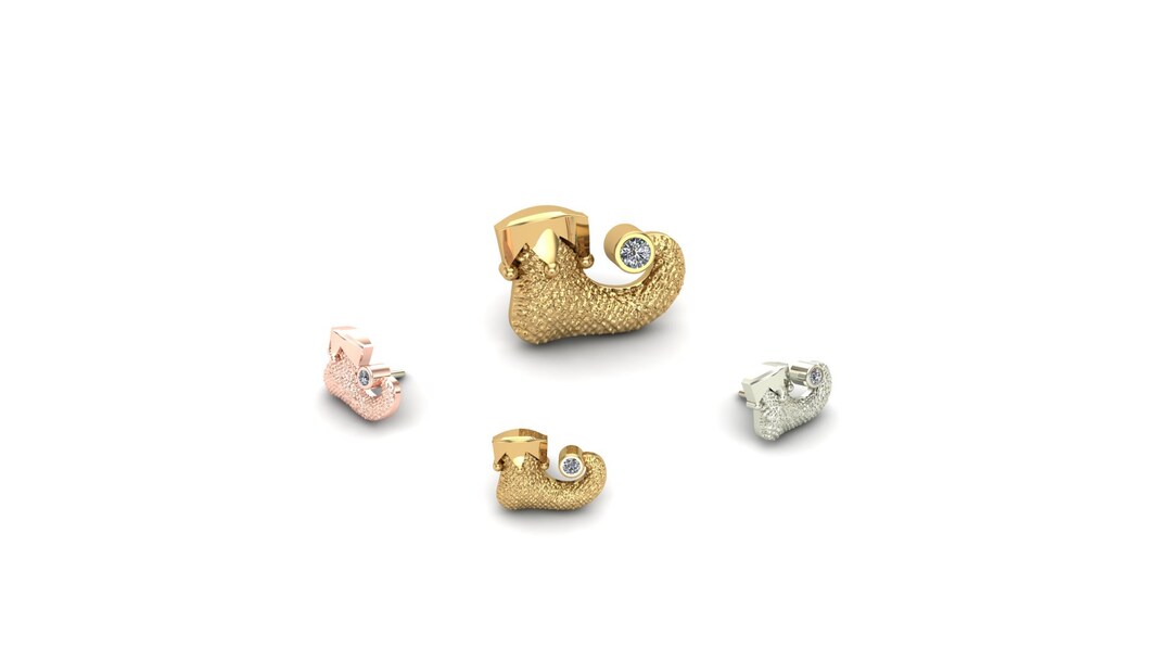 14K Solid Gold Elf Shoe Diamond Piercing Jewelry: 25g Threadless 14g ...